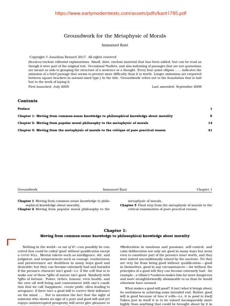 Kant, Groundwork For The Metaphysics of Morals | PDF | Reason ...