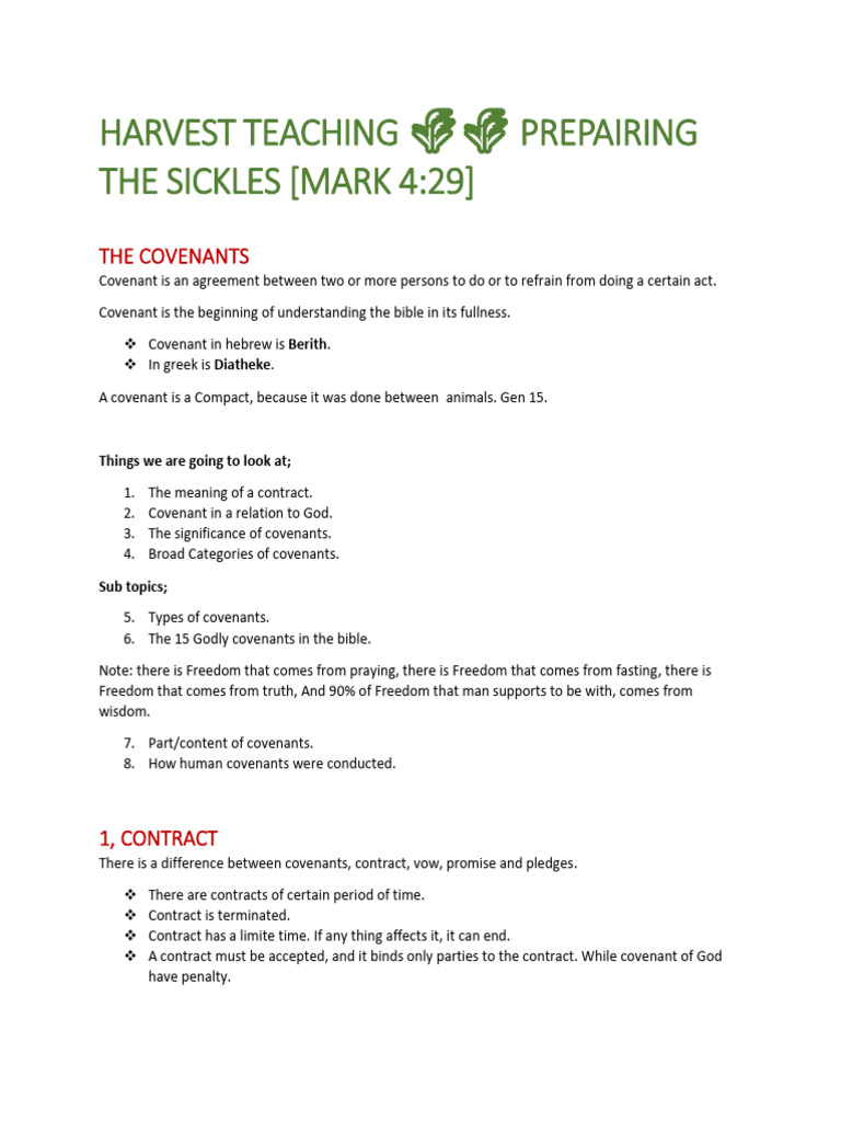 THE COVENANTS WITH PASTOR MUKUYE GERARD.-1 | PDF