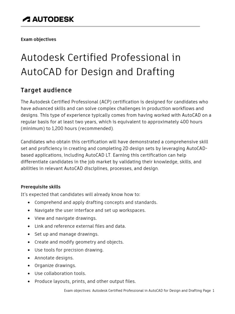 AutoCAD ACP Exam Objectives - 2023 | PDF