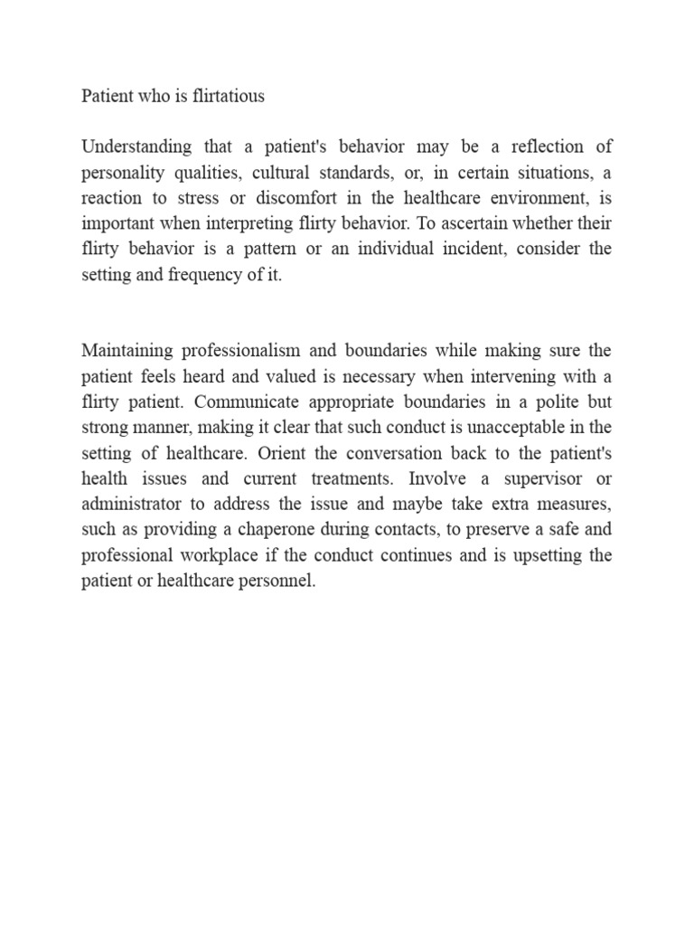 Patient Who Is Flirtatious | PDF