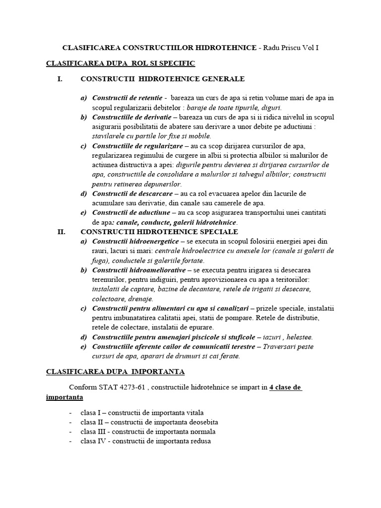 Clasificarea Constructiilor Hidrotehnice. | PDF