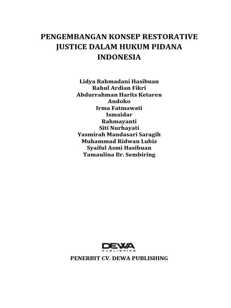 Buku Restorative Justice Pdf