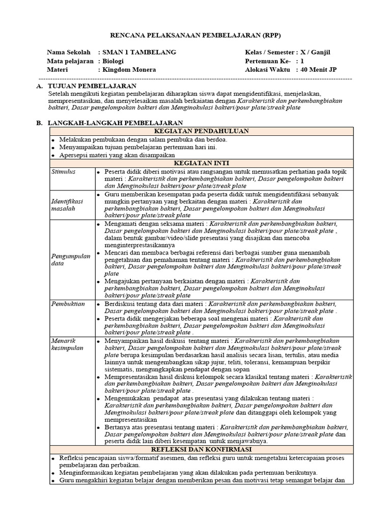 RPP 5 - Kingdom Monera | PDF