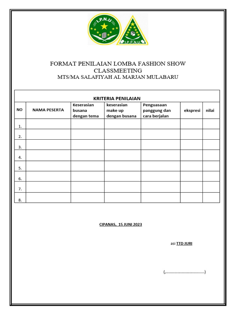 KRITERIA PENILAIAN Fashion Show Classmeeting 2023 | PDF KRITERIA PENILAIAN Fashion Show Classmeeting 2023 | PDF
