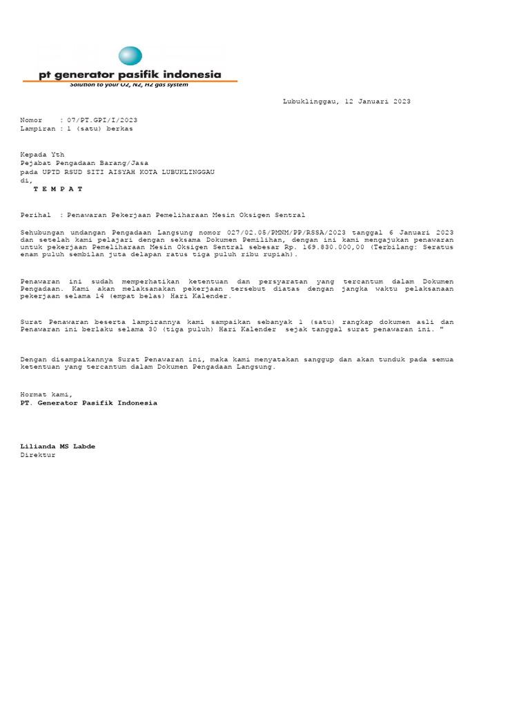 Revisi Dokumen Pemeliharaan O2 GPI | PDF