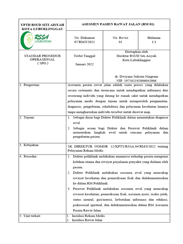 SPO Pengisian Rekam Medis Rawat Jalan | PDF
