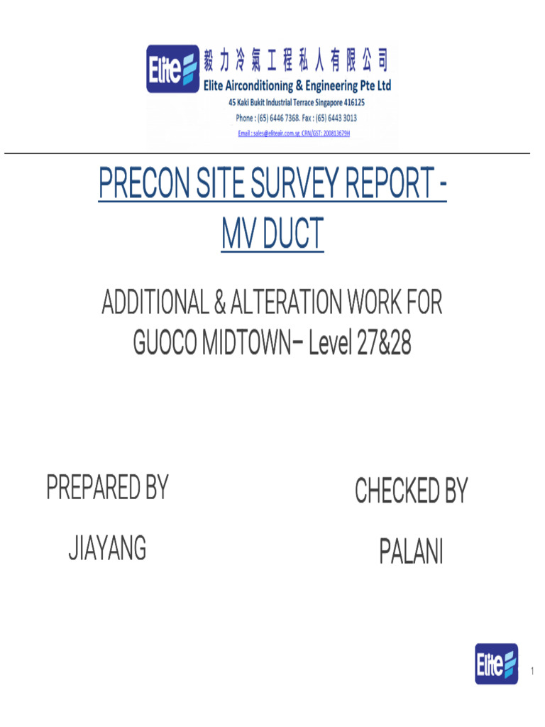 Vitol - Precon Site Survey Report - MV Duct - 1 | PDF