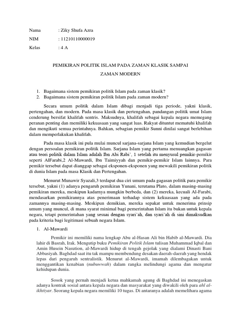 19 - Ziky Shufa Azra - Resume Fiqih Siyasah 5 | PDF
