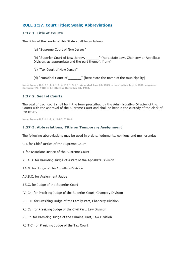 Court Titles and Abbreviations Guide | PDF