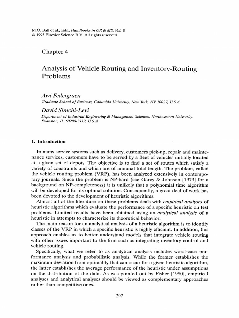 Analysis of Vehicle Routing and Inventory-Routing | PDF