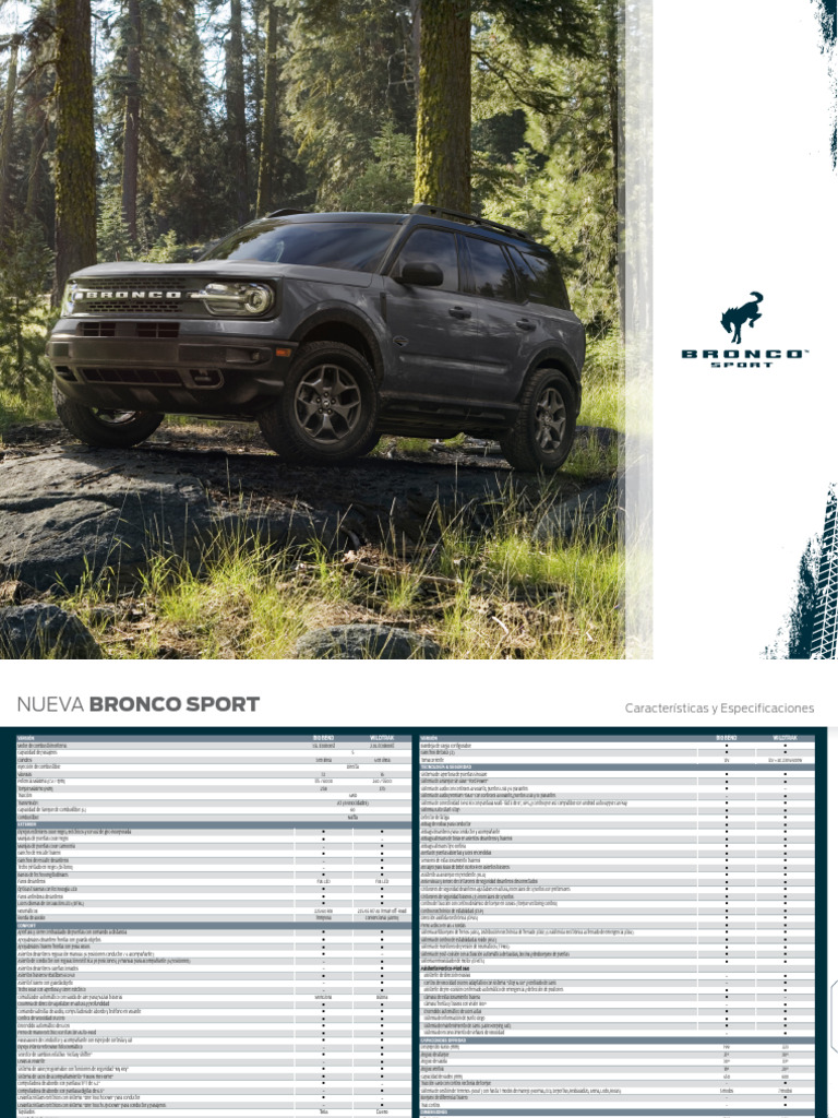 Ficha Técnica Ford Bronco Sport | Descargar gratis PDF | Sistema de ...