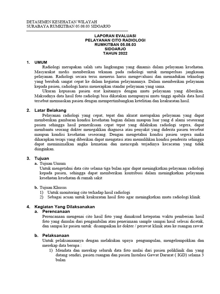 Laporan Evaluasi Cito | PDF