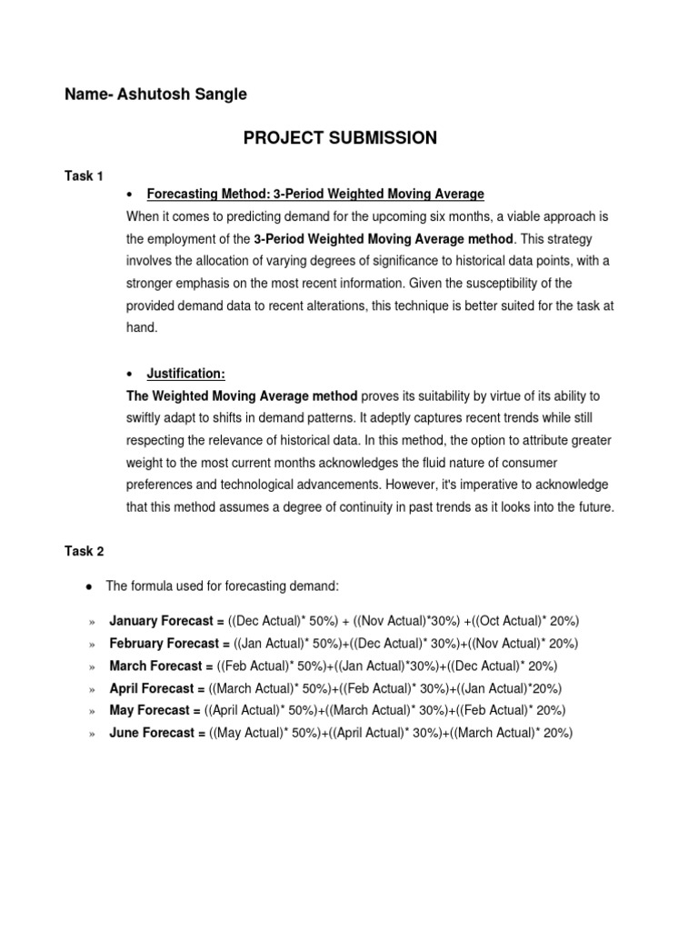 OPSCMProject - Ashutosh Sangle | PDF | Supply Chain | Forecasting