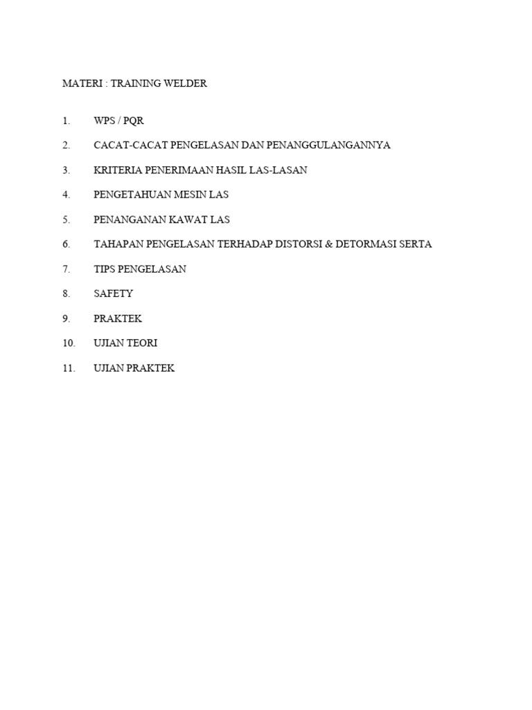 Materi Training Welder | PDF