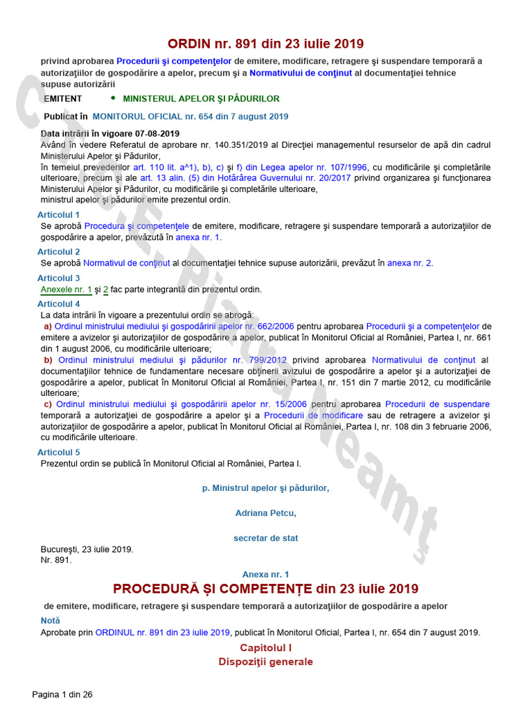 Ordin 891 2019 Aut | PDF