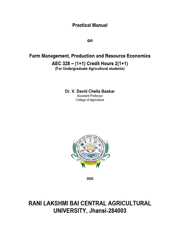 AEC 328 Farm Management Production Economics | PDF | Depreciation ...