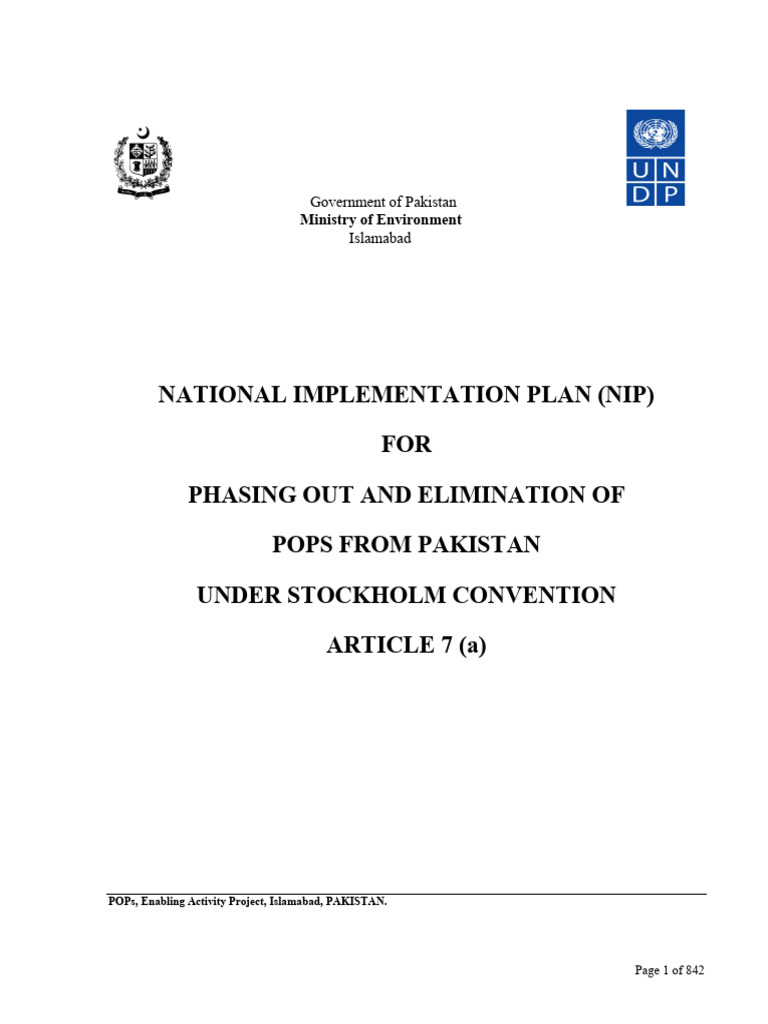 UNEP POPS NIP Pakistan 1.english | PDF