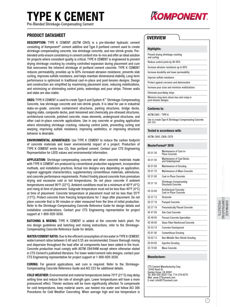TYPE_K_CEMENT_Datasheet_DS_096_EN | PDF