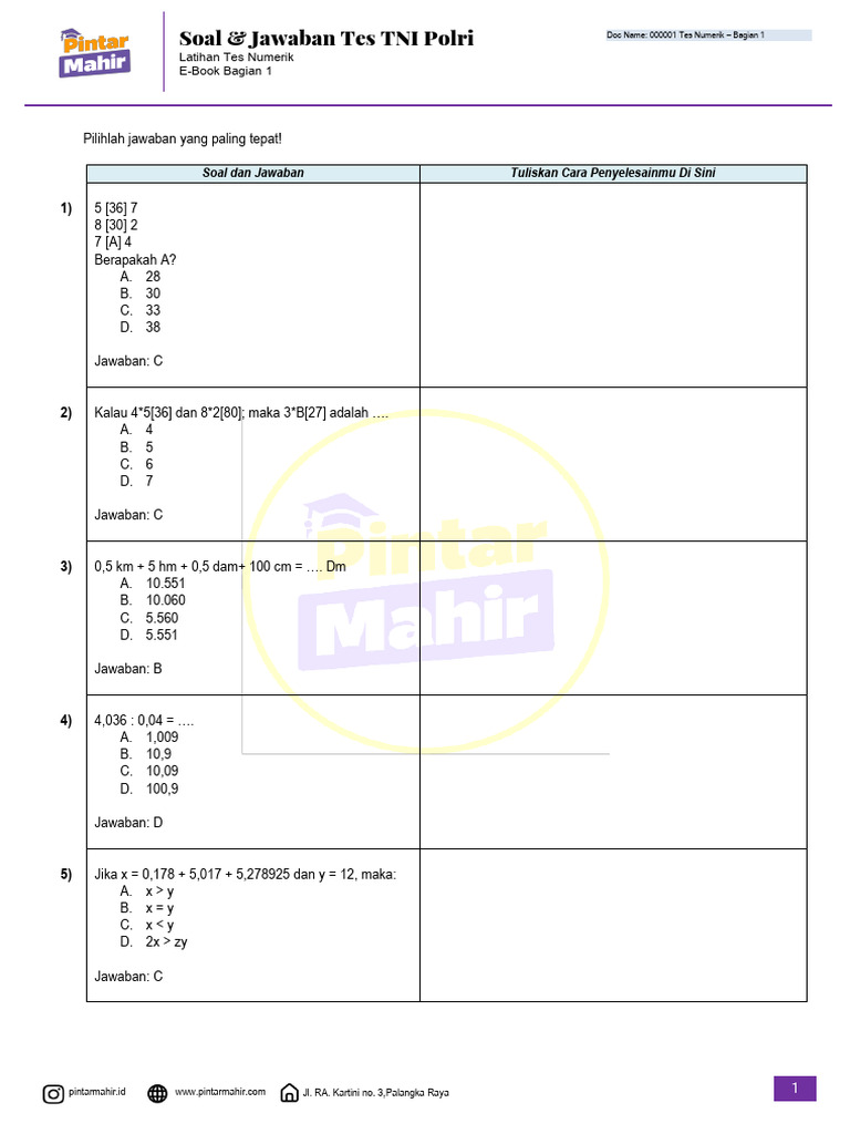 Tes Numerik – Bagian 1 | PDF