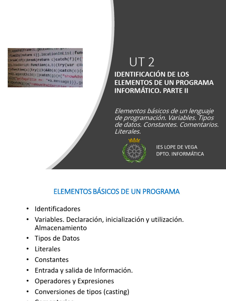 Ut2 Identificación de Los Elementos de Un Programa Informático Parte II | Descargar gratis PDF ...