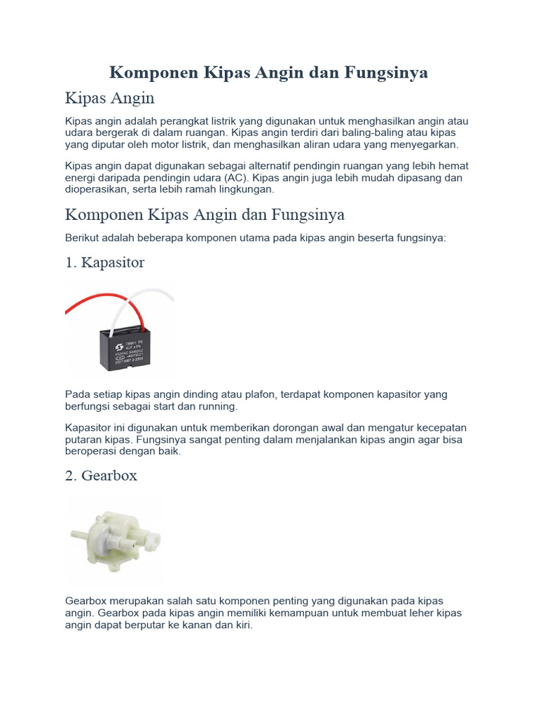 Komponen Kipas Angin Dan Fungsinya | PDF