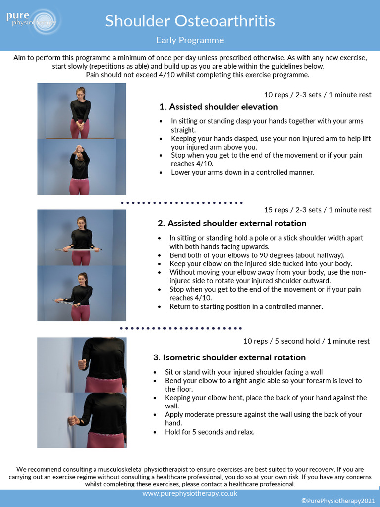 Shoulder Osteoarthritis Exercises | PDF