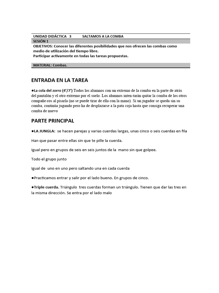 Actividades de salto con comba | PDF