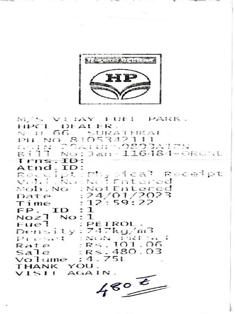 Fuel Receipts | PDF
