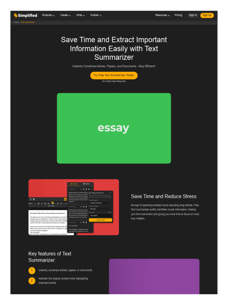Simplified Com Text Summarizer | PDF
