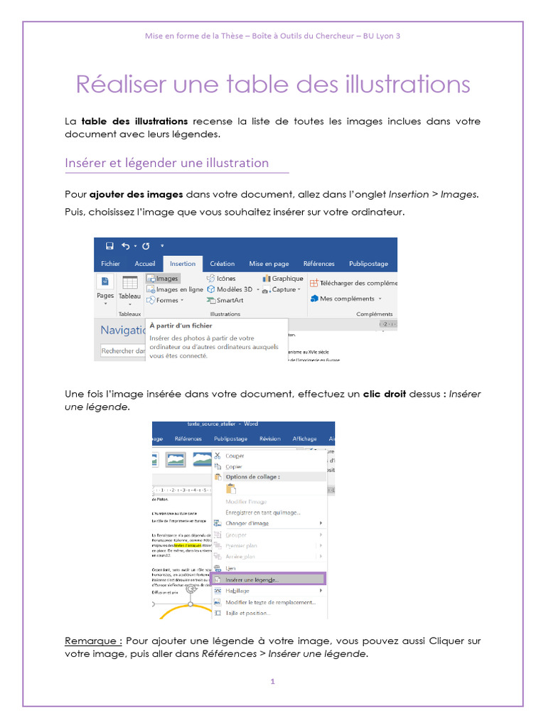 Tutoriel Création Table D'illustrations | PDF