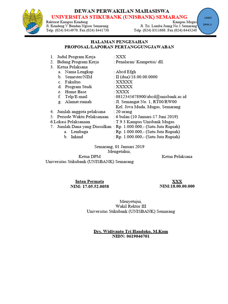 Pengesahan DPM U 2020 | PDF