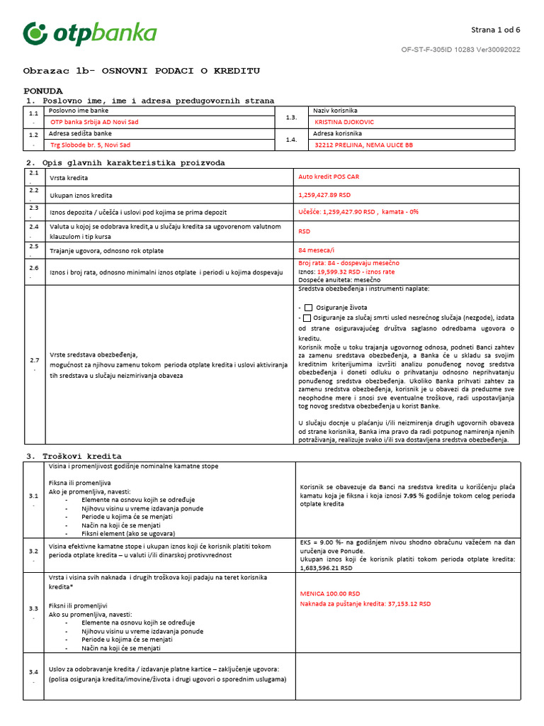 Ponuda-i-Plan-otplate-TOYOTA-YARIS-CROSS-1.5-SOL | PDF