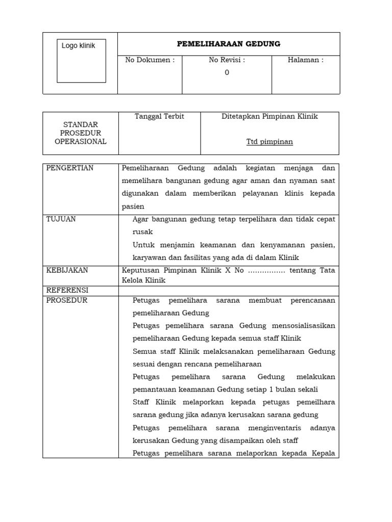 Spo Pemeliharaan Gedung | PDF
