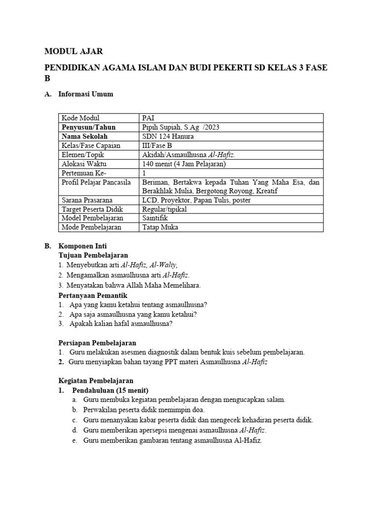 Modul Ajar Kelas Iii | PDF