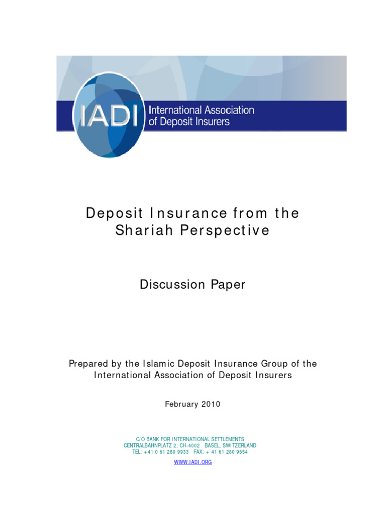 DP-DI From Shariah Perspective (Final) Sep2011 To IADI | PDF | Deposit ...