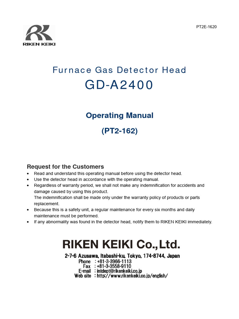 GD-A2400 Gas Detector Manual | PDF