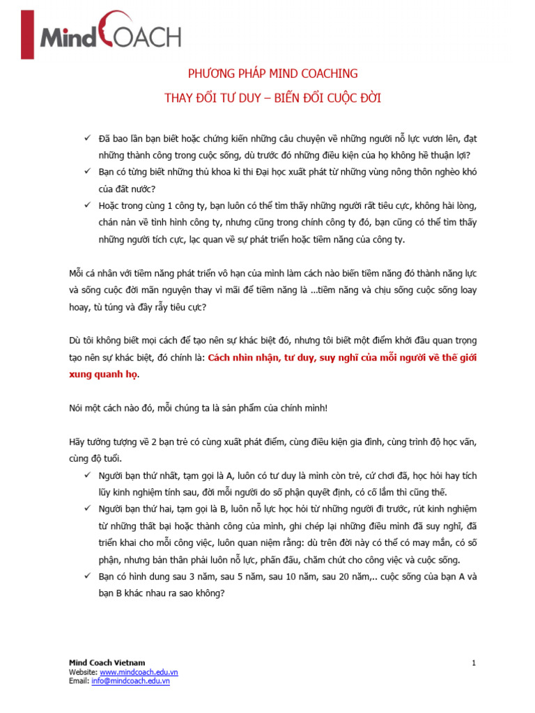 Phuong Phap Mind Coaching | PDF