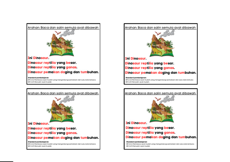 Baca Dan Salin Semula Ayat Mudah (Latihan Penulisan Bagi Umur 5 Dan 6 ...