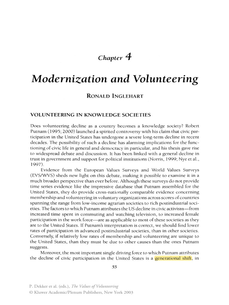 R. Inglehart: Modernization and Volunteering | PDF
