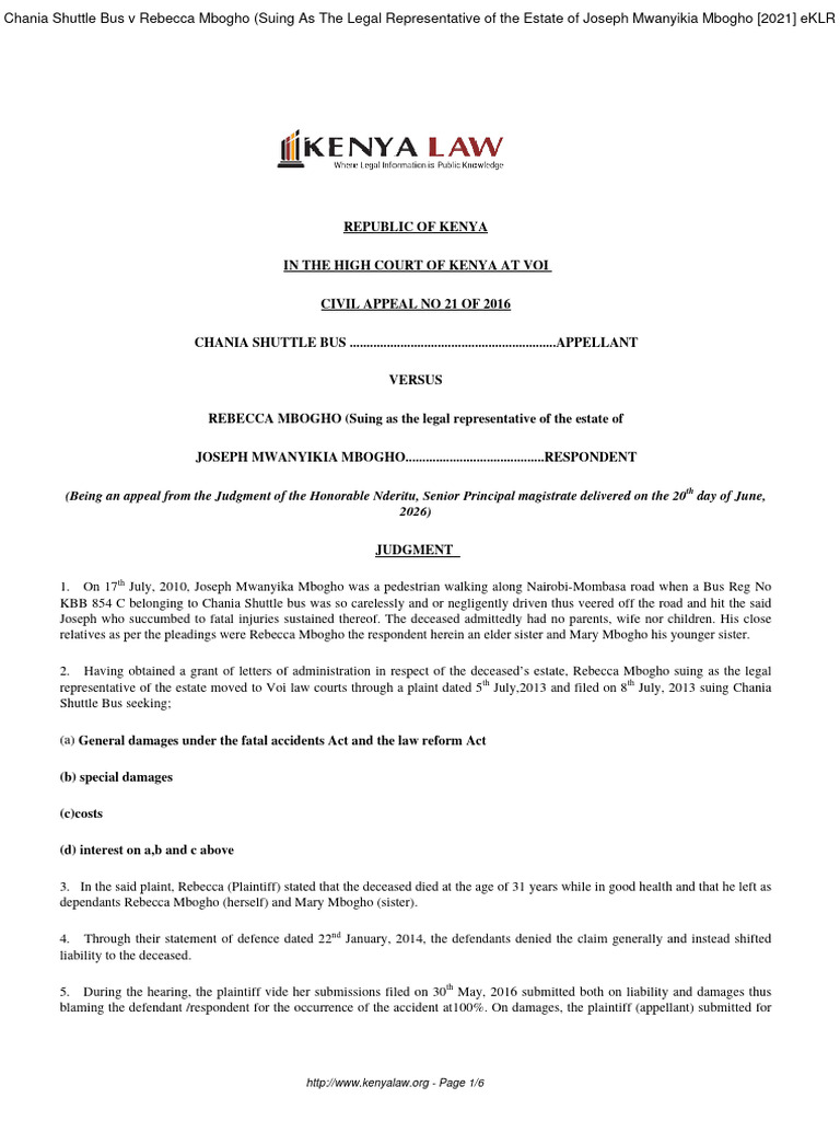Civil Appeal 21 of 2016 | PDF
