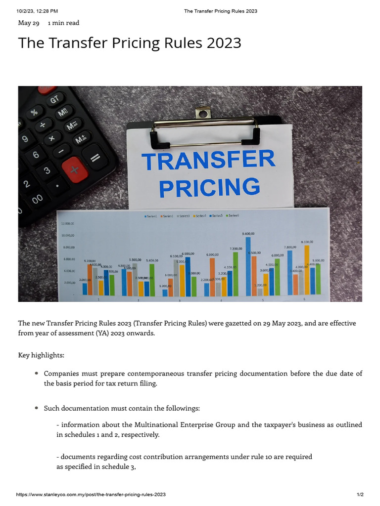 The Transfer Pricing Rules 2023 | PDF