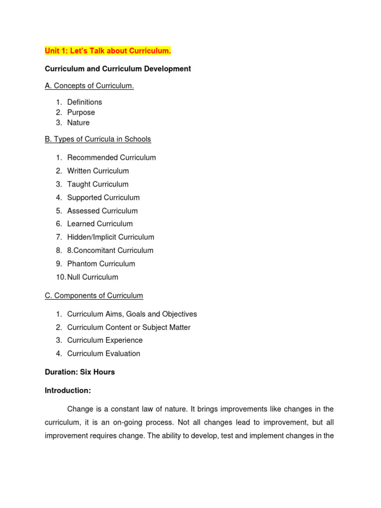 Module 1 - Addendum | PDF | Curriculum | Learning