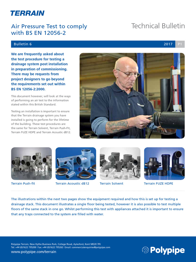 Air Pressure Testing per BS EN 12056-2 | PDF