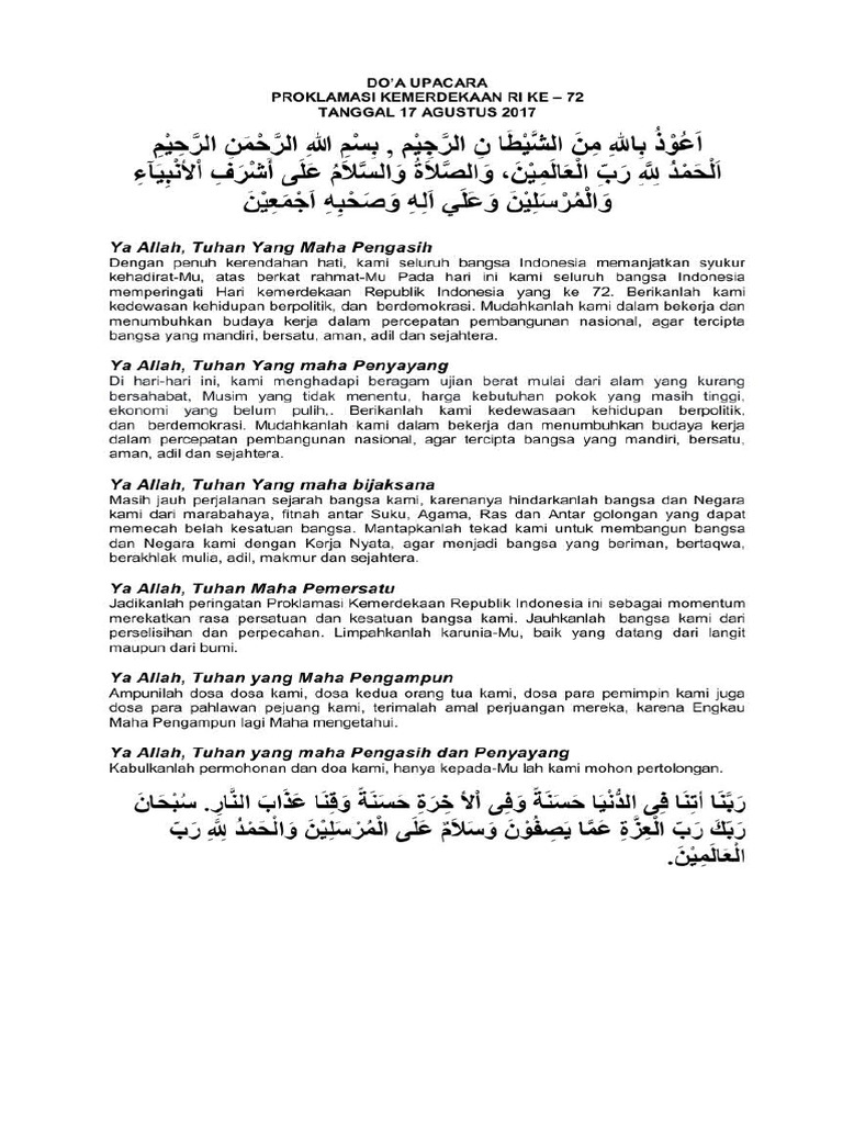 Doa 17 Agustus 2017 | PDF