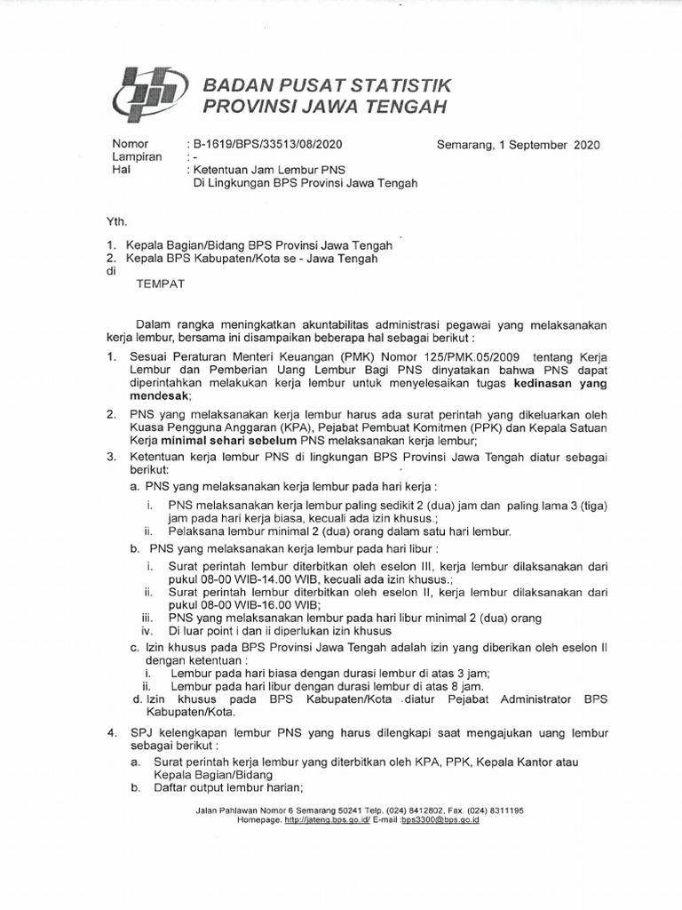 Ketentuan Jam Lembur PNS_01 | PDF