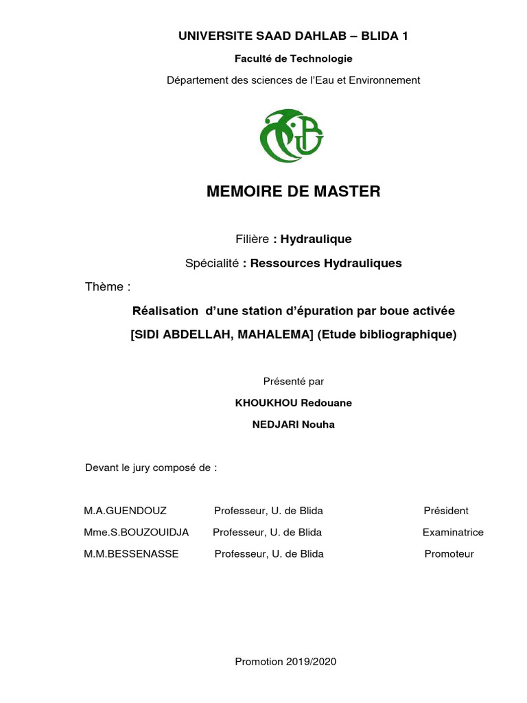 Memoire de Master: Universite Saad Dahlab - Blida 1 | PDF