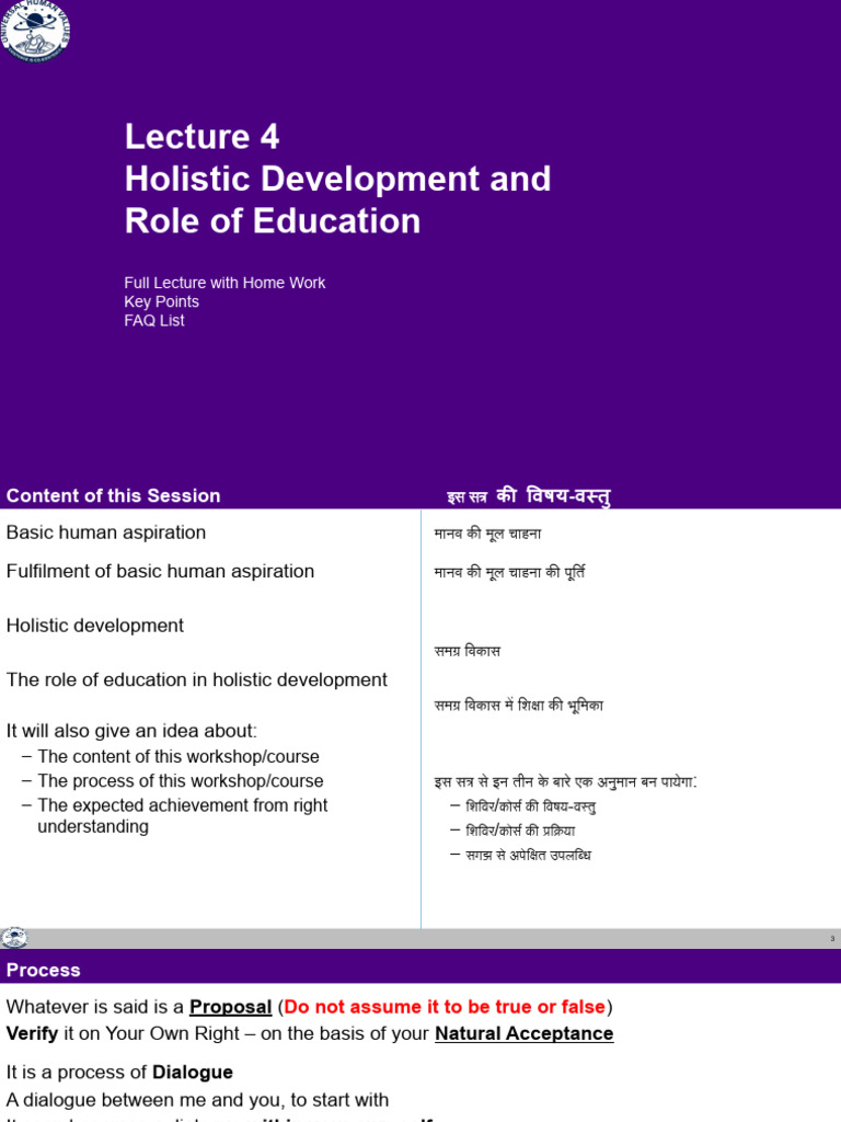 L 1 Holistic Dev & Role of Edu | PDF