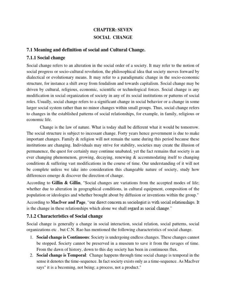 Social and Cultural Changes | PDF | Society | Sociology