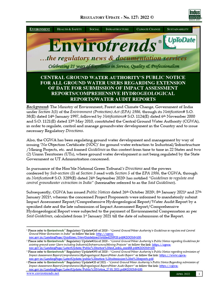 CGWA's Public Notice For Extension of Date | PDF | Science & Mathematics