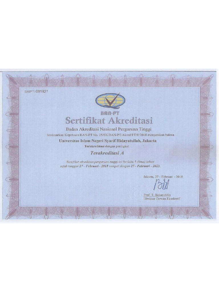 Sertifikat Akreditasi Universitas | PDF
